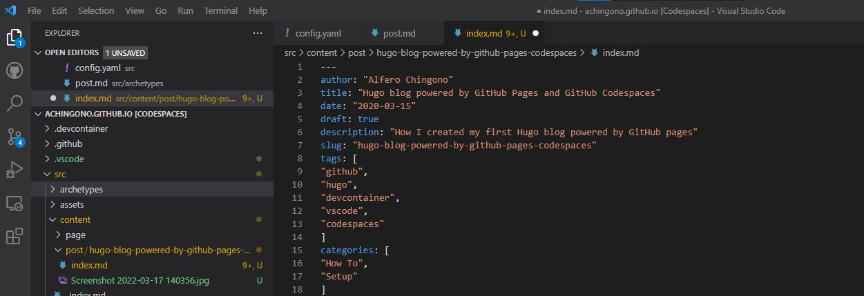 Hugo blog powered by GitHub Pages and GitHub Codespaces