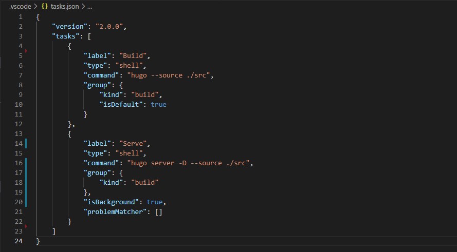 Defining Tasks for Quickly Building and Serving a Hugo Site